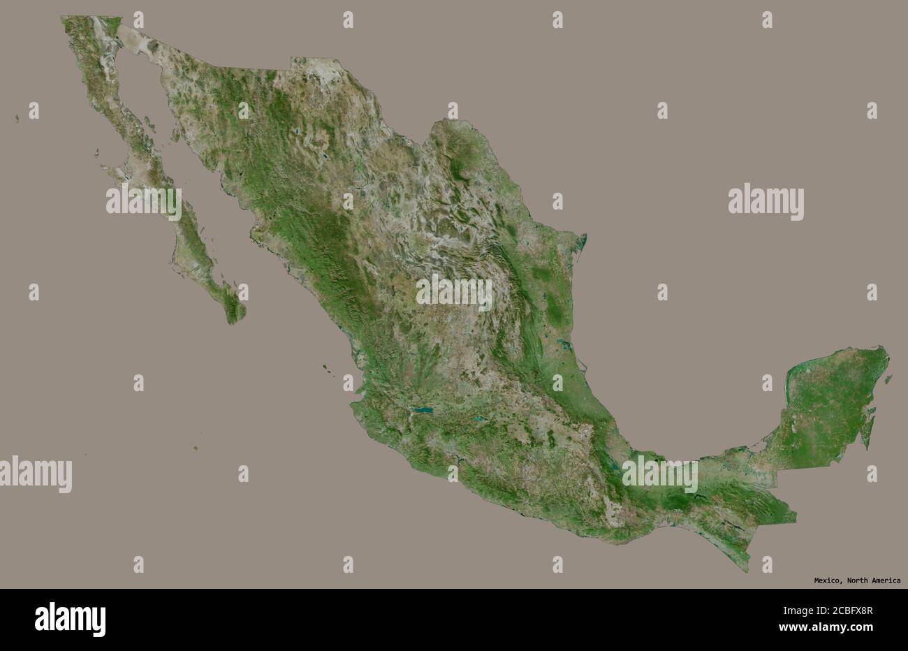Shape of Mexico with its capital isolated on a solid color background ...
