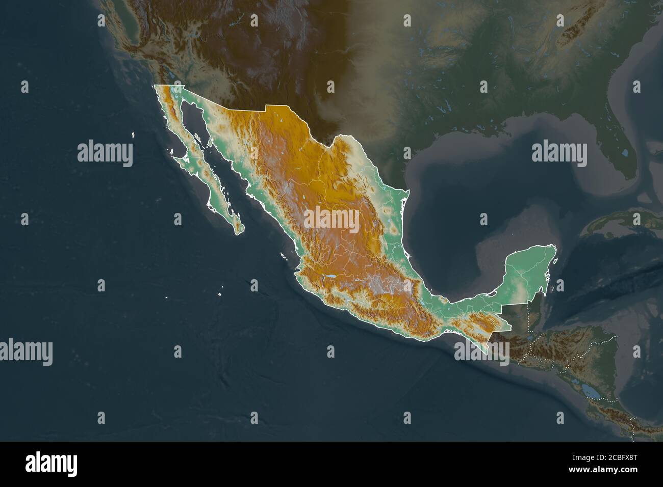 Shape of Mexico separated by the desaturation of neighboring areas ...