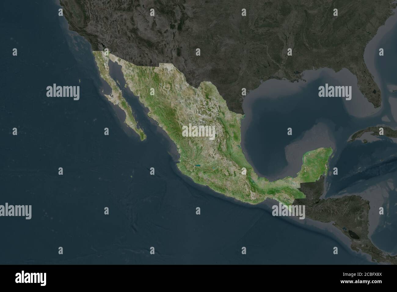 Shape of Mexico separated by the desaturation of neighboring areas ...