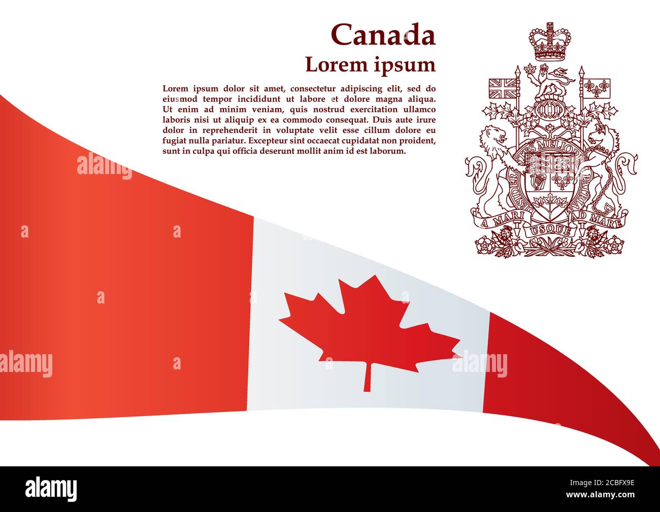 Flag of Canada, template for award design, an official document with ...