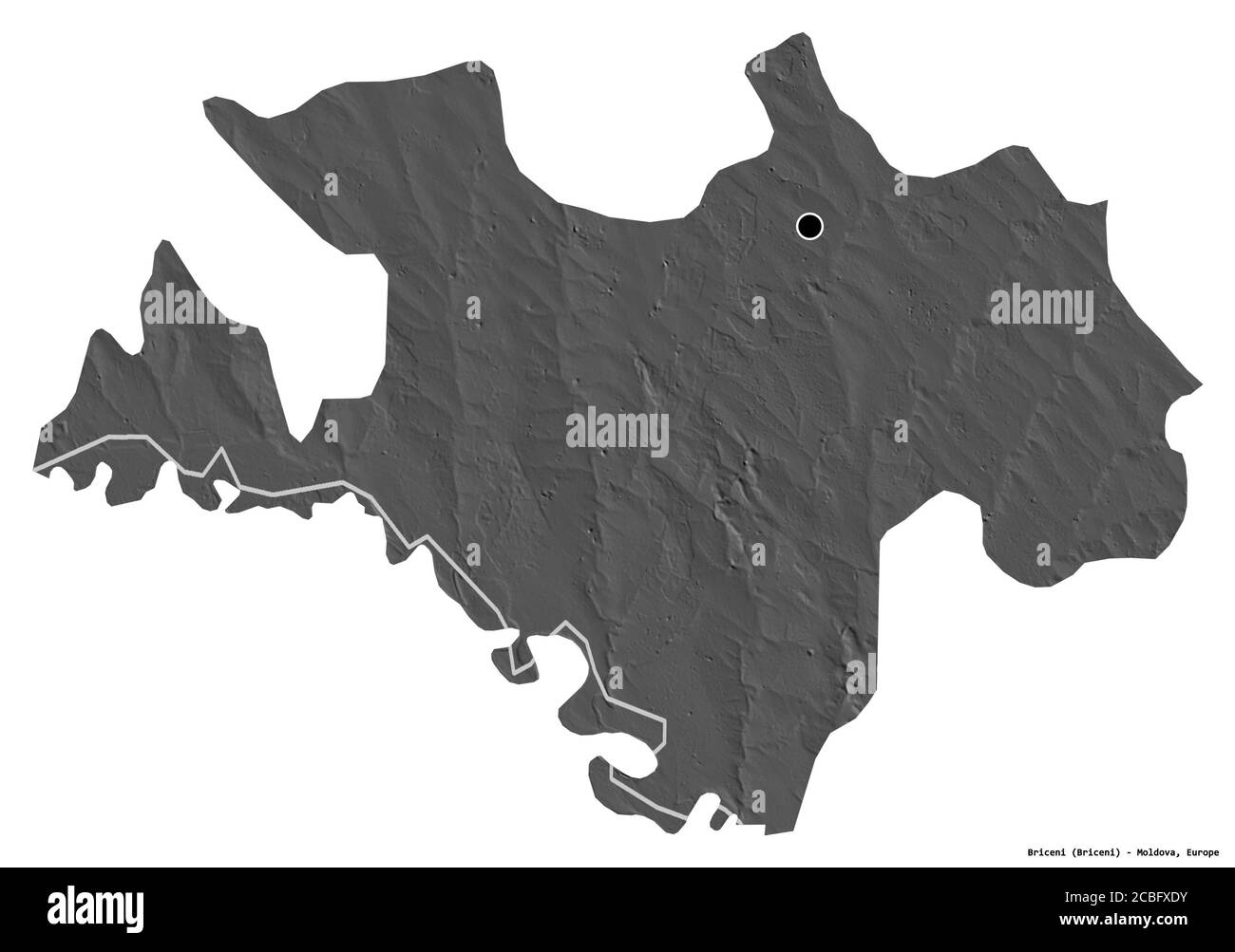 Shape of Briceni, district of Moldova, with its capital isolated on ...