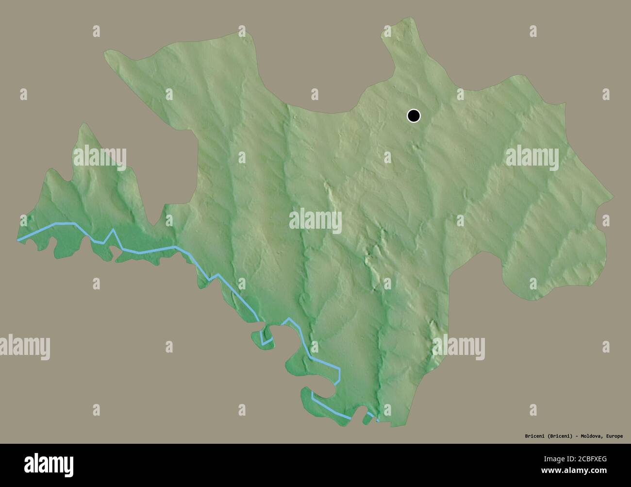 Shape of Briceni, district of Moldova, with its capital isolated on a ...