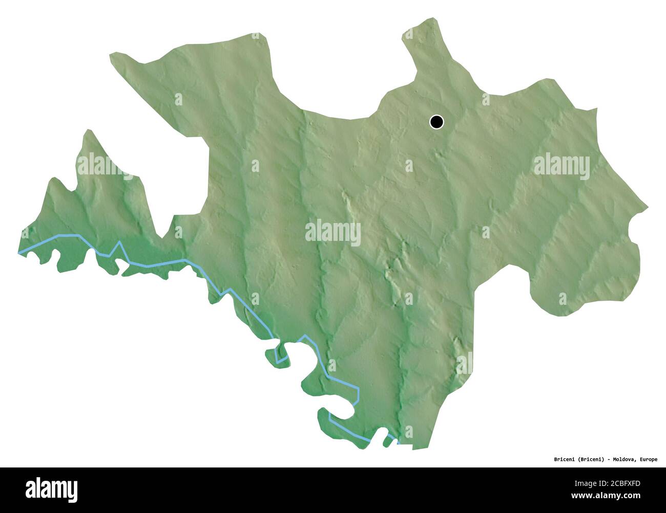Shape of Briceni, district of Moldova, with its capital isolated on ...