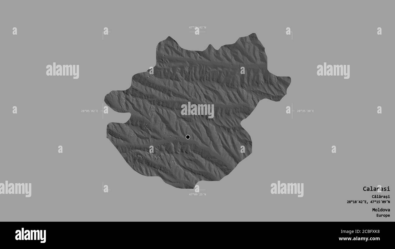 Area of Calarasi, district of Moldova, isolated on a solid background ...