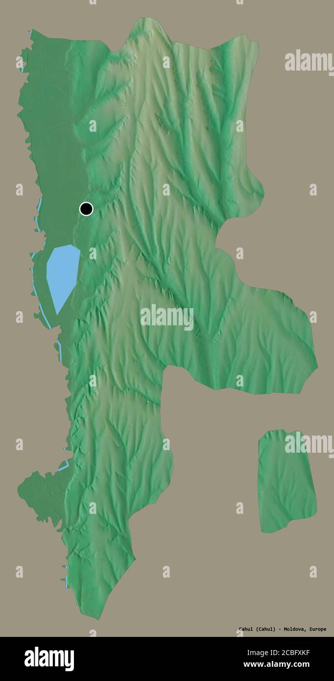 Shape of Cahul, district of Moldova, with its capital isolated on a ...