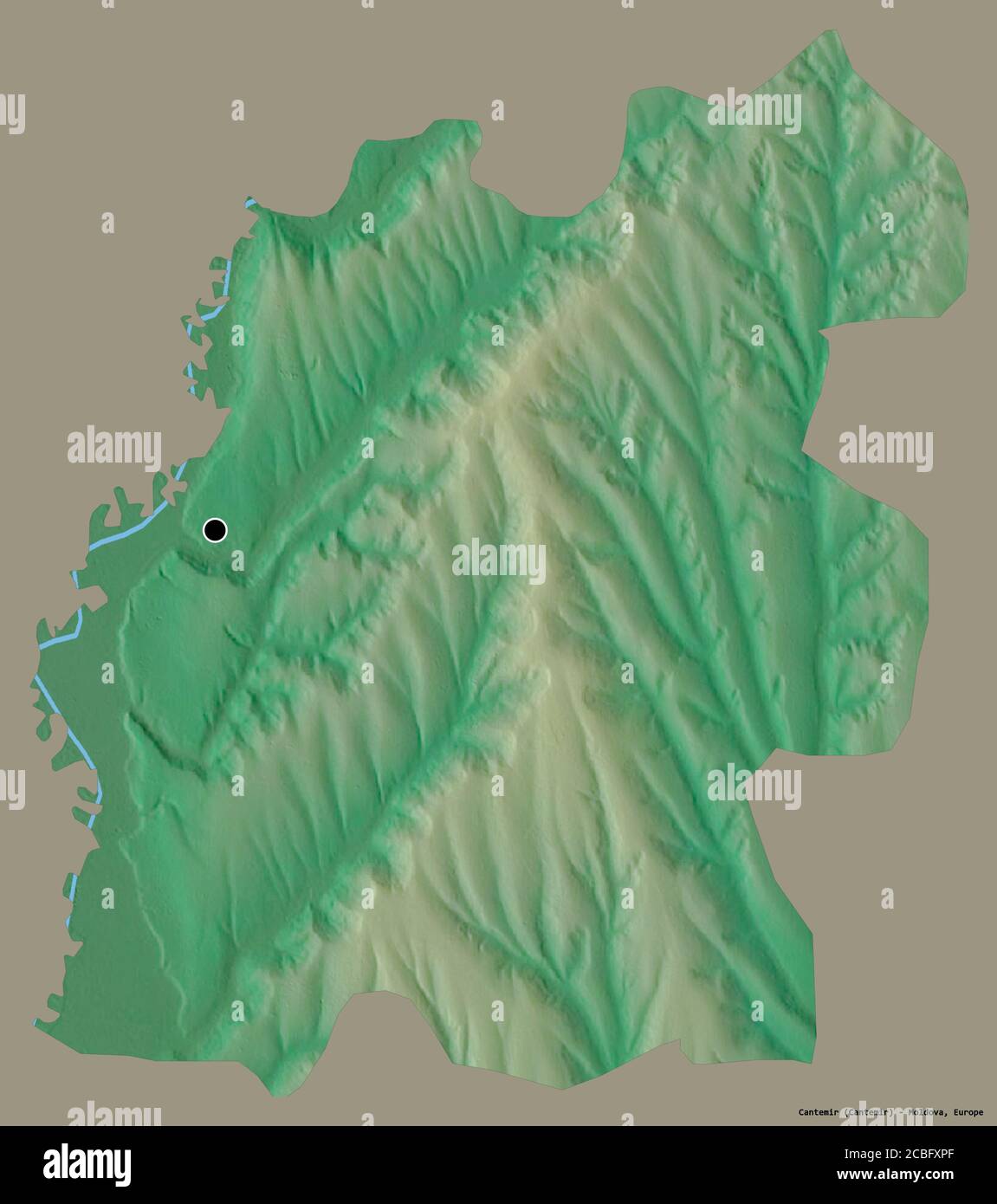 Shape of Cantemir, district of Moldova, with its capital isolated on a ...