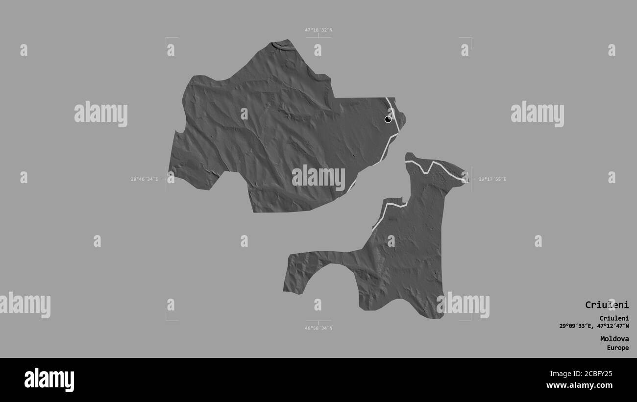 Area of Criuleni, district of Moldova, isolated on a solid background ...