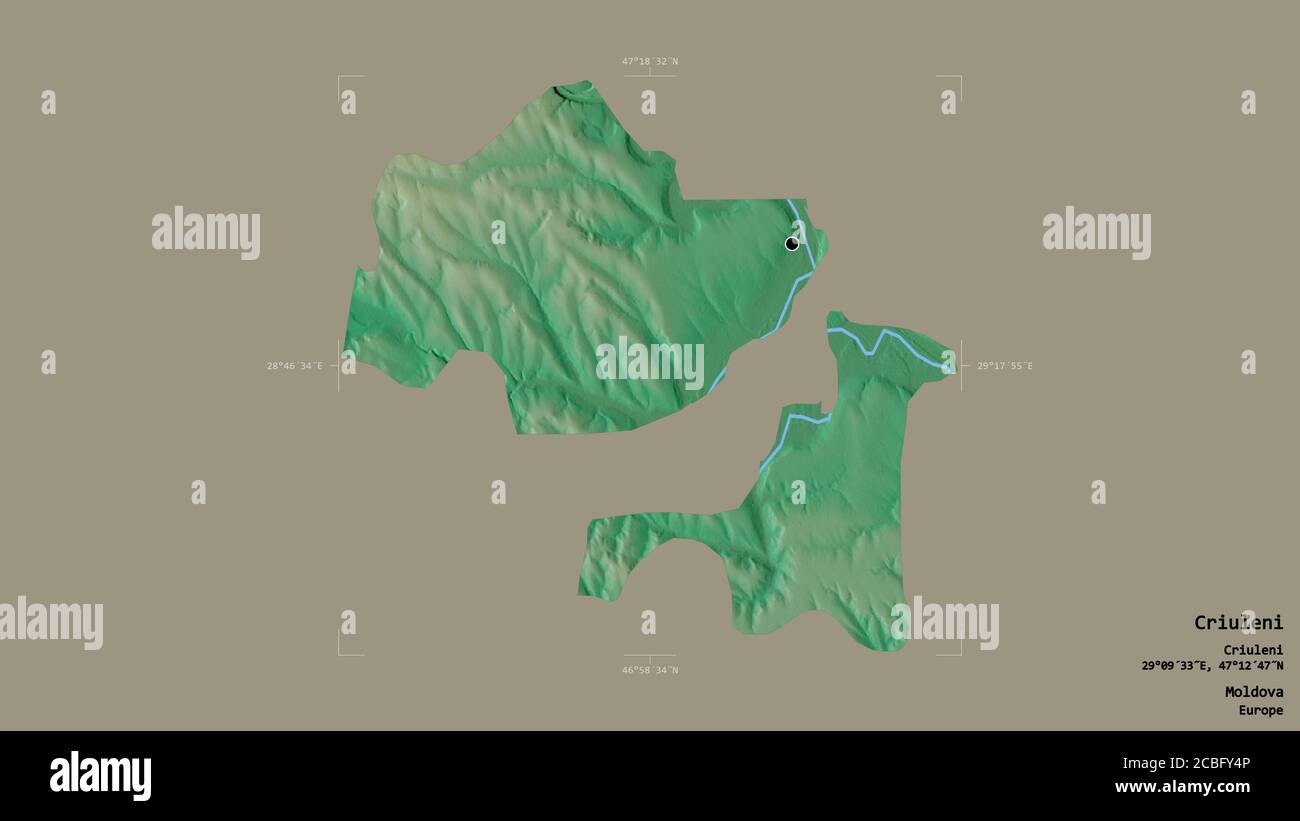 Area of Criuleni, district of Moldova, isolated on a solid background ...