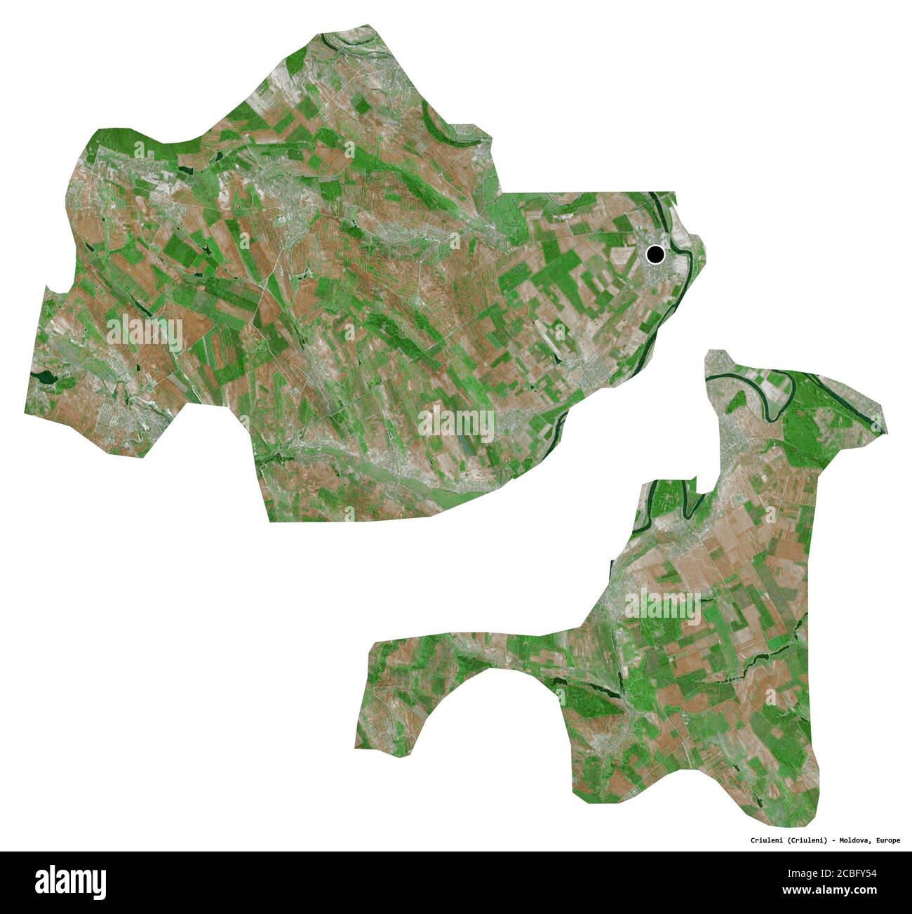Shape of Criuleni, district of Moldova, with its capital isolated on ...