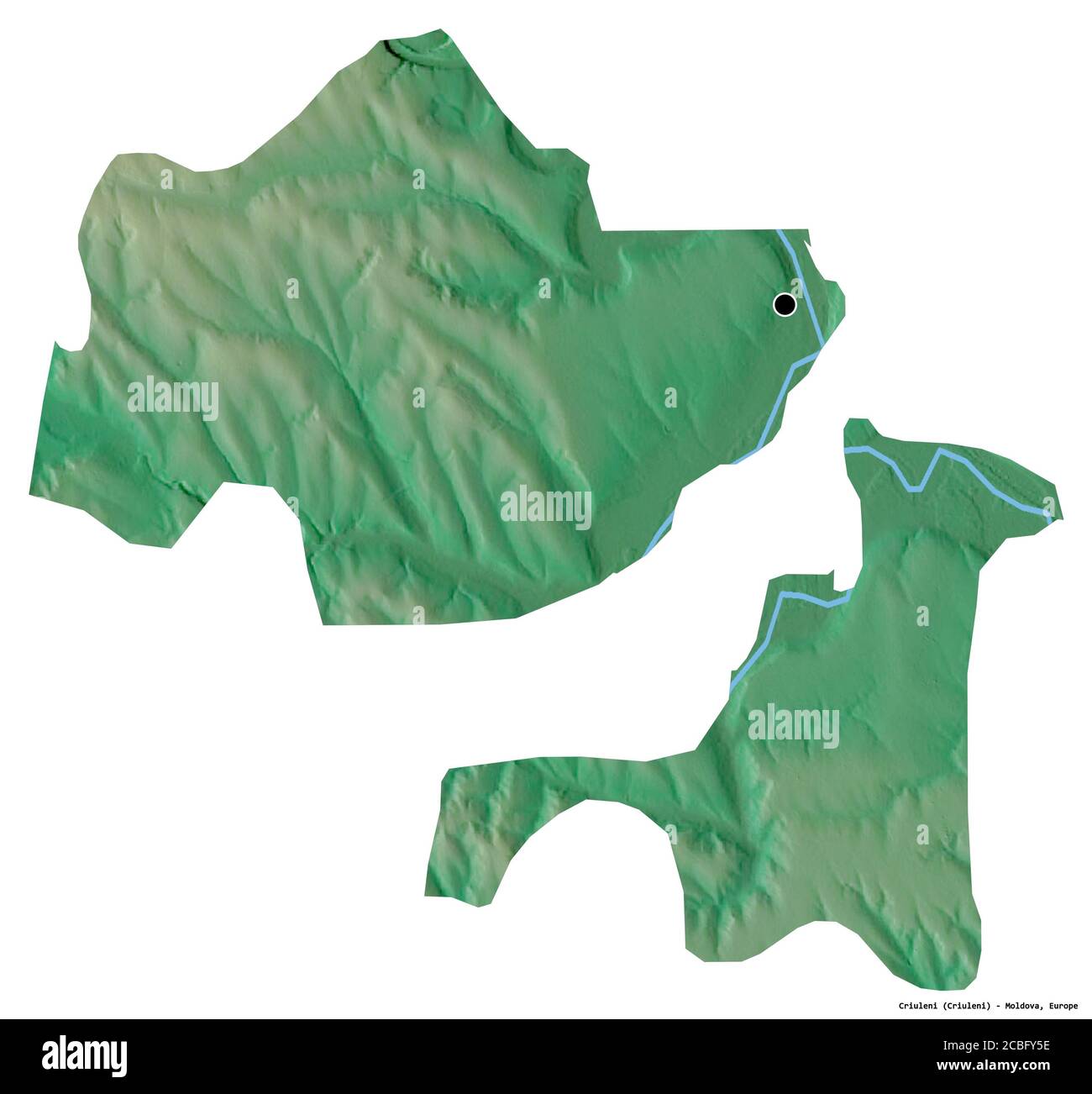 Shape of Criuleni, district of Moldova, with its capital isolated on ...