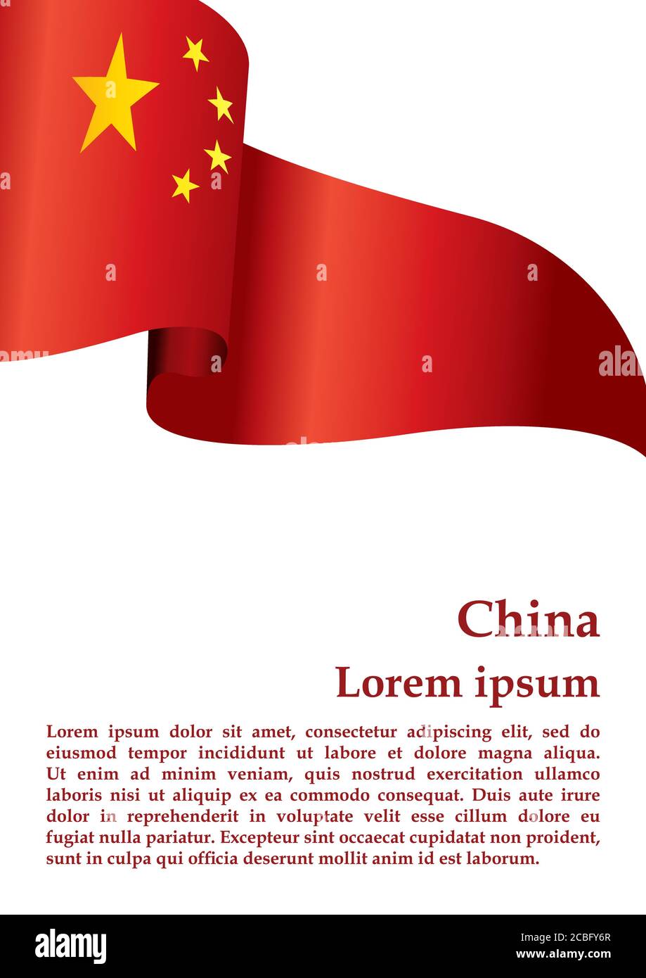 Flag of China, People's Republic of China, East Asia. Template for ...