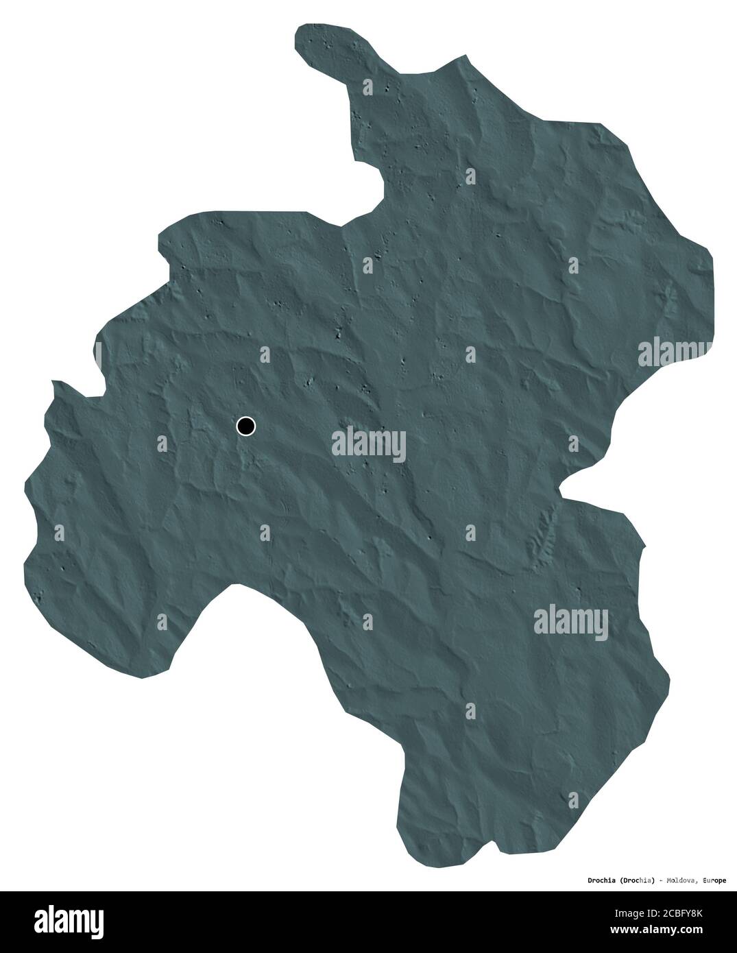 Shape of Drochia, district of Moldova, with its capital isolated on ...
