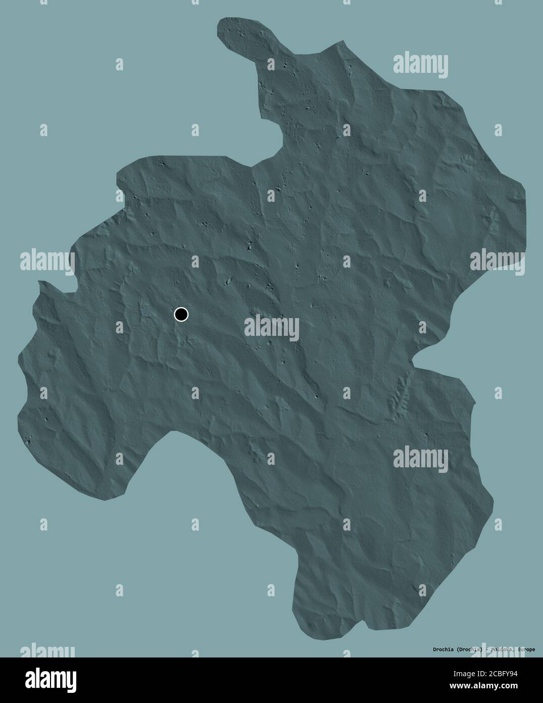 Shape of Drochia, district of Moldova, with its capital isolated on a ...