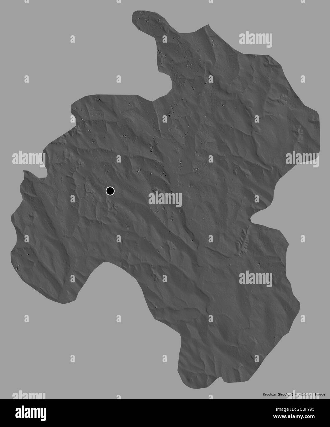 Shape of Drochia, district of Moldova, with its capital isolated on a ...