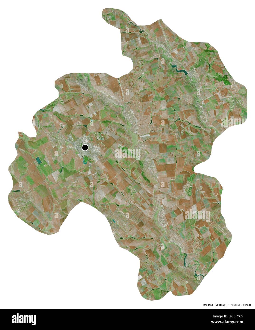 Shape of Drochia, district of Moldova, with its capital isolated on ...