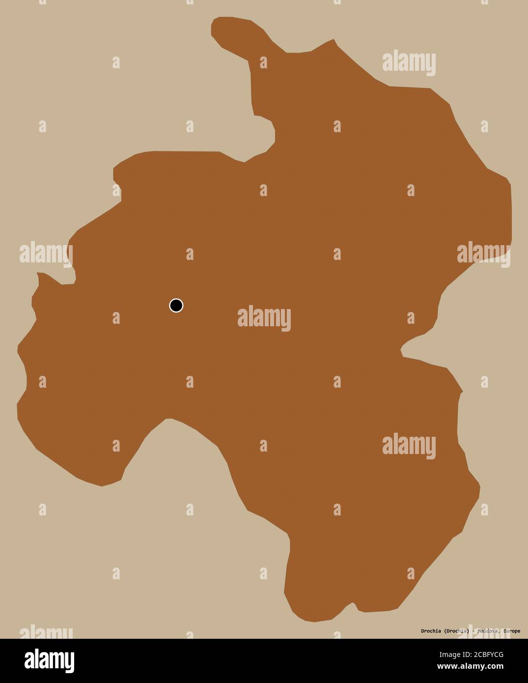 Shape of Drochia, district of Moldova, with its capital isolated on a ...