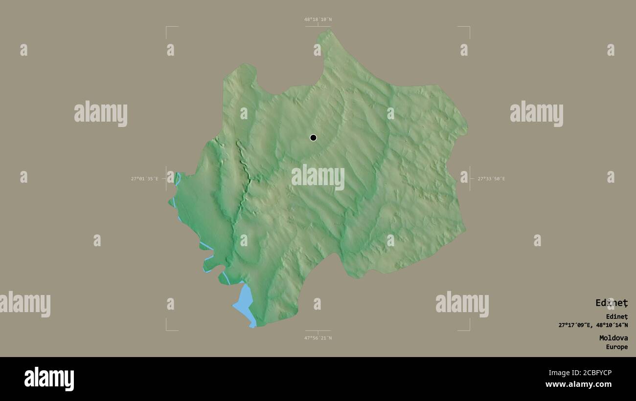 Area of Edineţ, district of Moldova, isolated on a solid background in ...