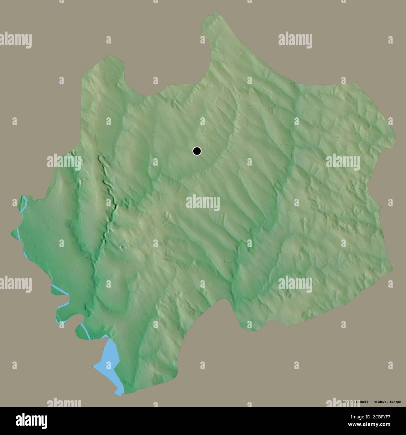 Shape of Edineţ, district of Moldova, with its capital isolated on a ...