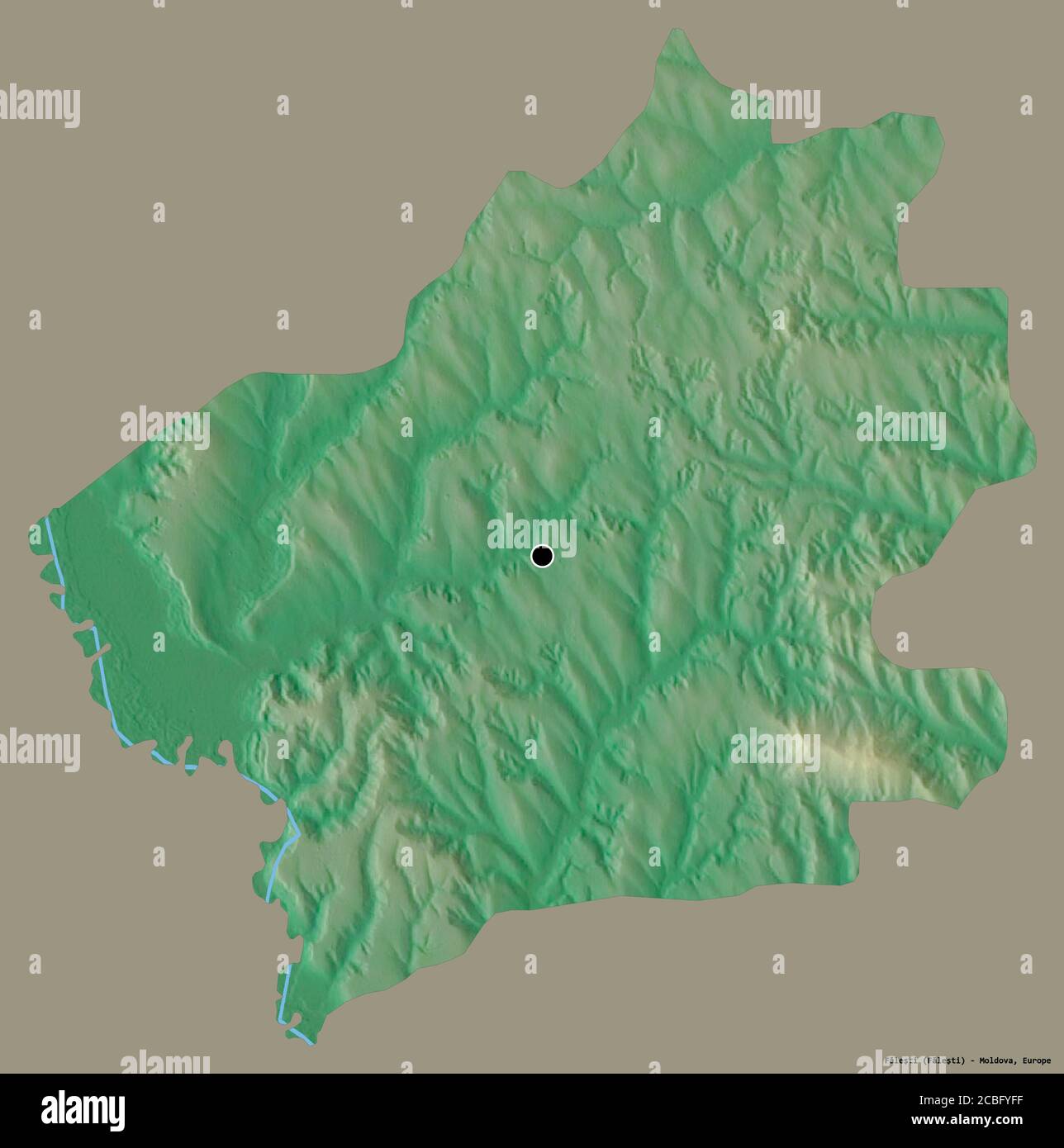 Shape of Făleşti, district of Moldova, with its capital isolated on a ...