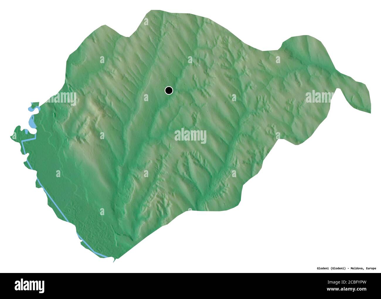Shape of Glodeni, district of Moldova, with its capital isolated on ...