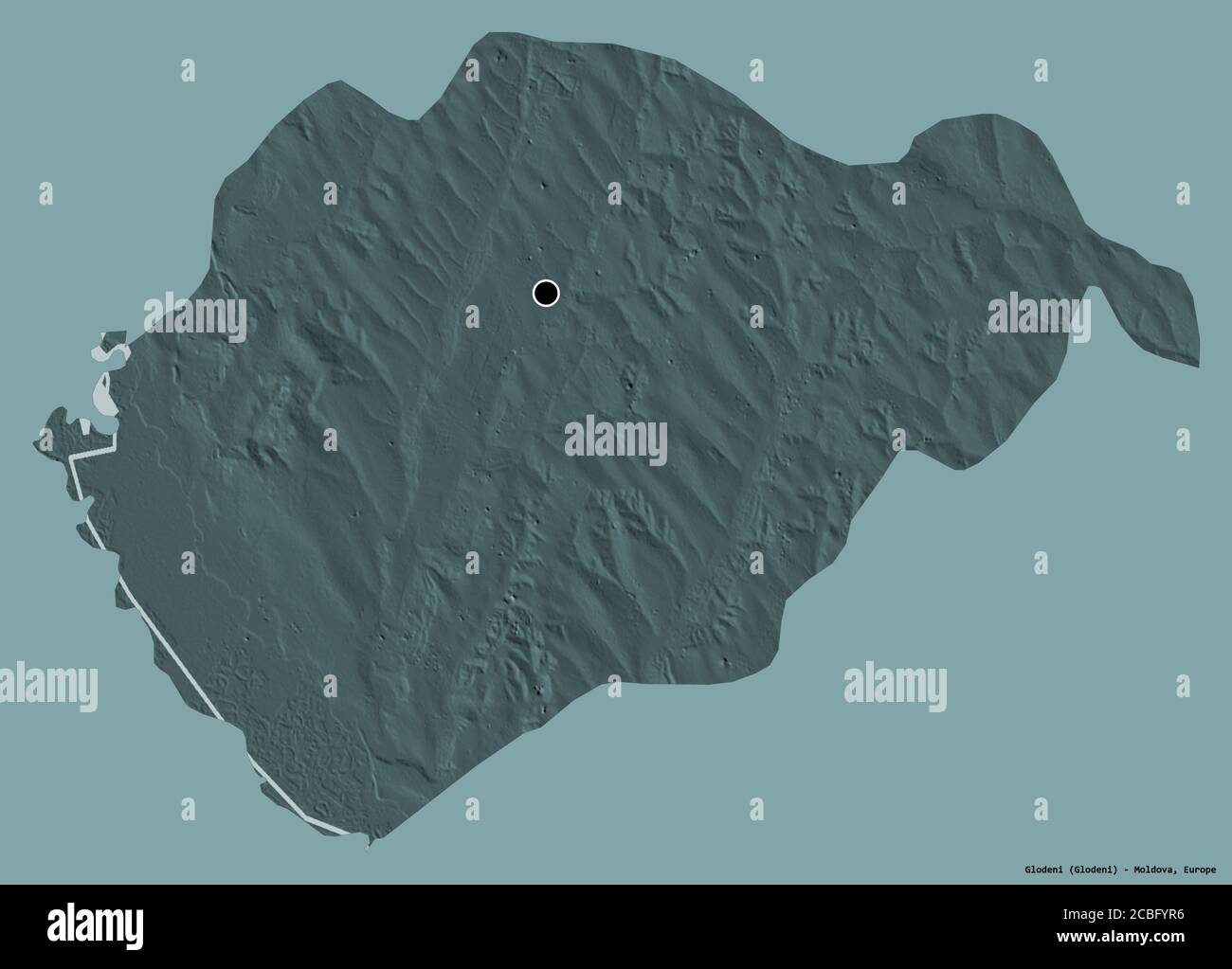 Shape of Glodeni, district of Moldova, with its capital isolated on a ...