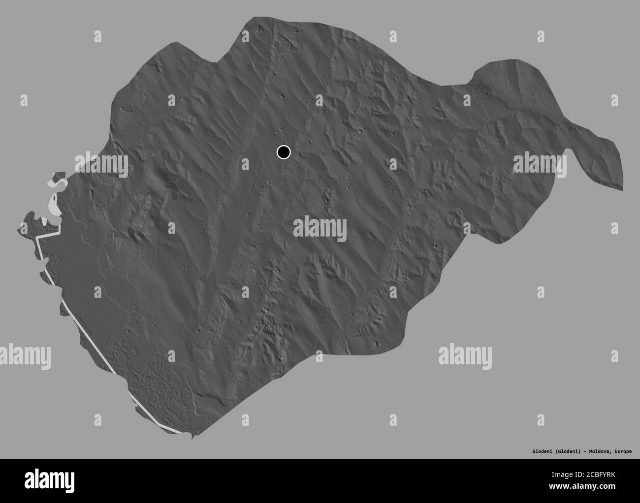 Shape of Glodeni, district of Moldova, with its capital isolated on a ...