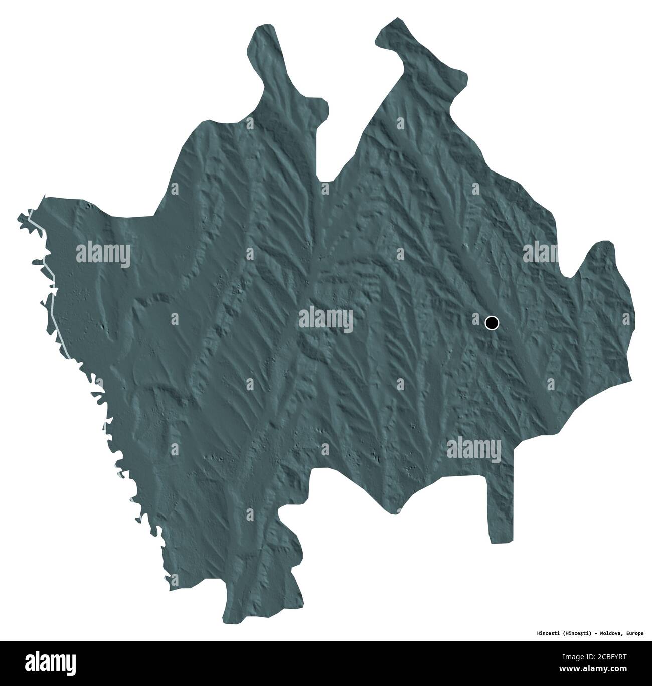 Shape of Hîncesti, district of Moldova, with its capital isolated on ...