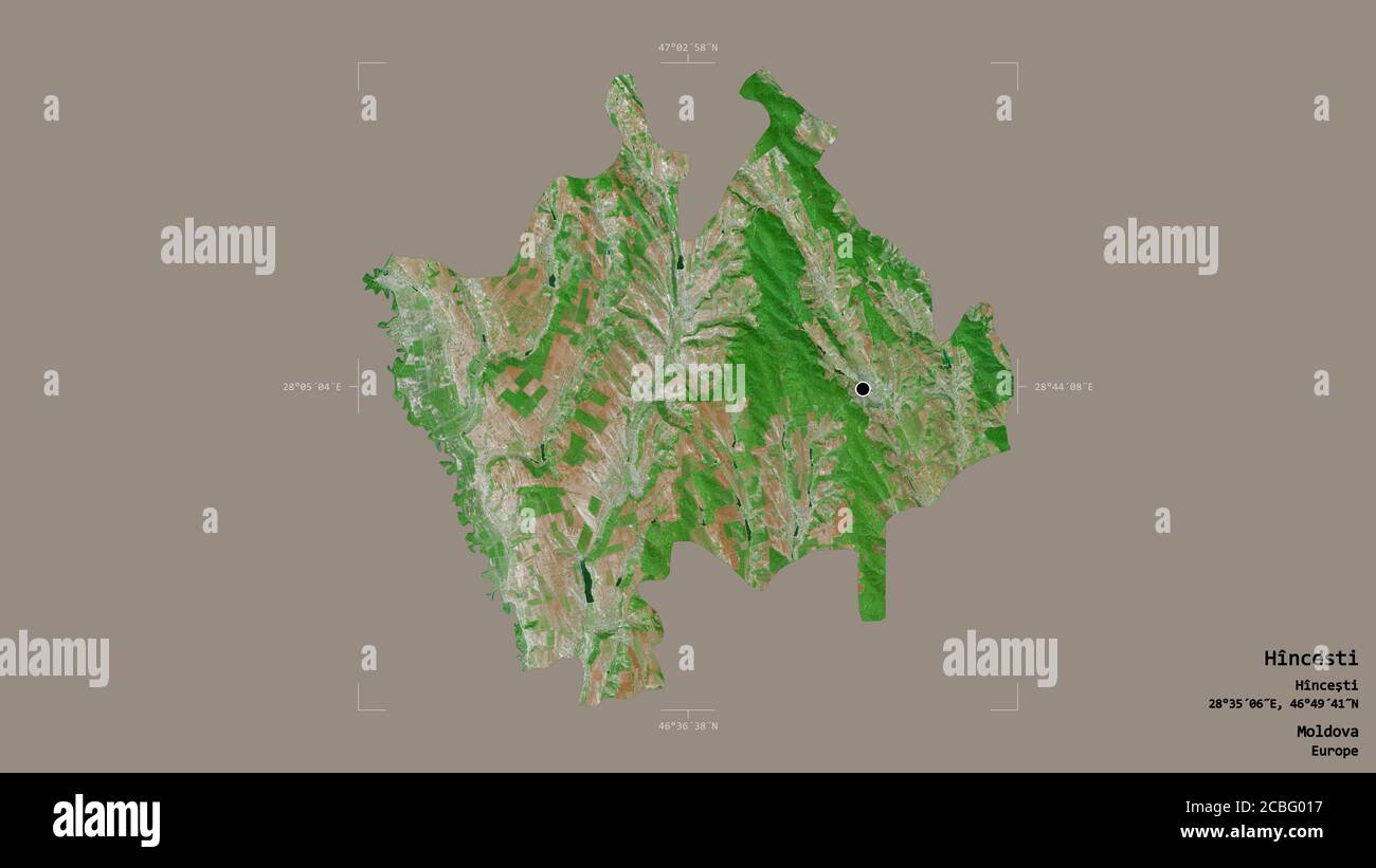 Area of Hîncesti, district of Moldova, isolated on a solid background ...