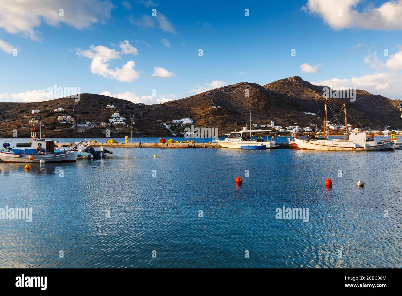 Boats in the harbor of Ios island in Greece Stock Photo - Alamy