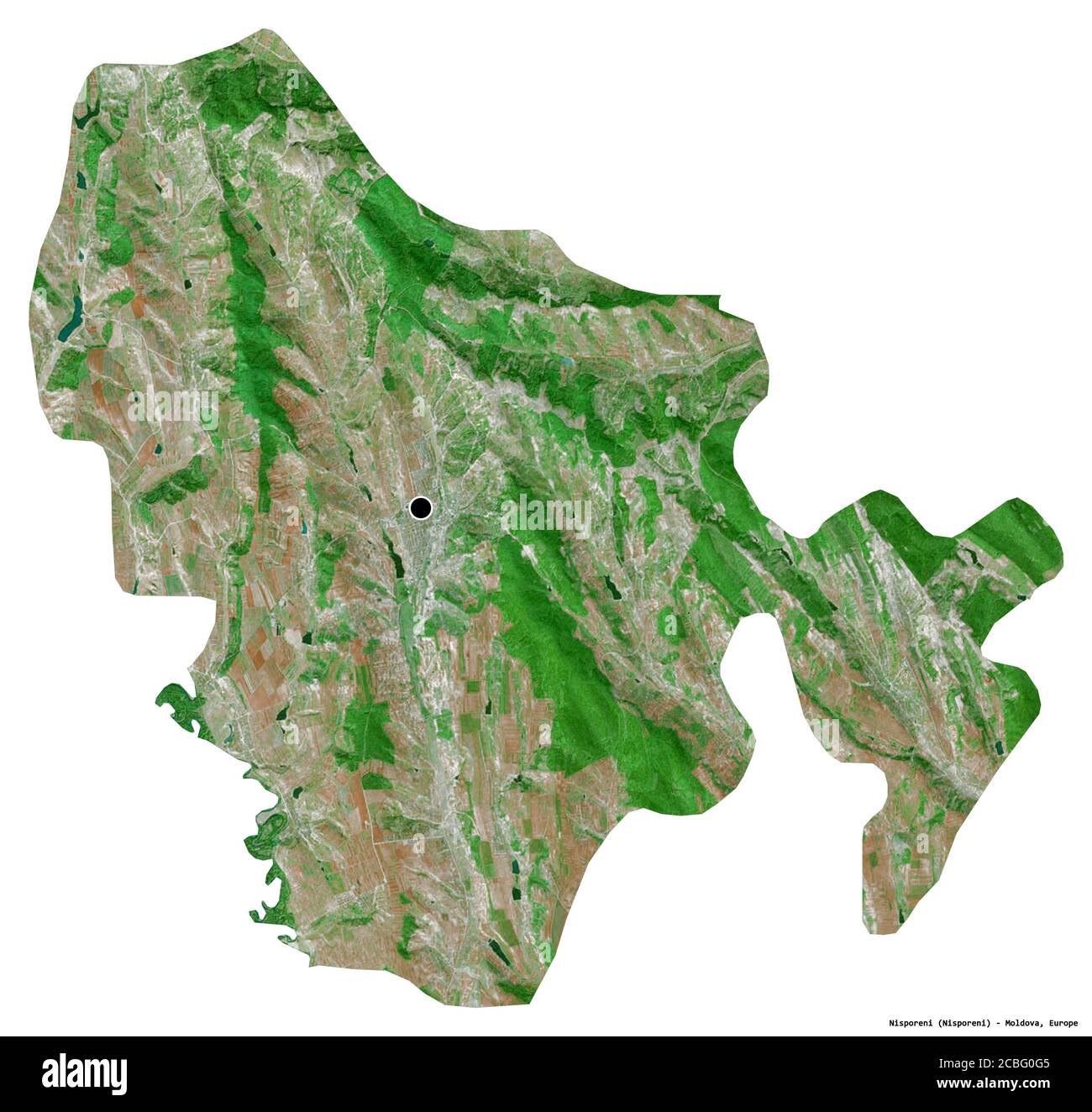 Shape of Nisporeni, district of Moldova, with its capital isolated on ...