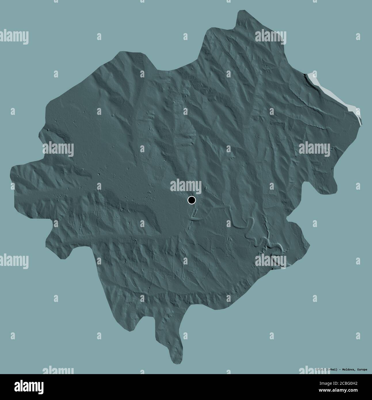 Shape of Orhei, district of Moldova, with its capital isolated on a ...