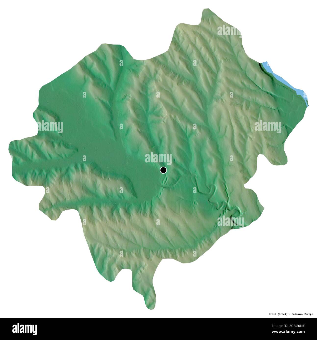 Shape of Orhei, district of Moldova, with its capital isolated on white ...