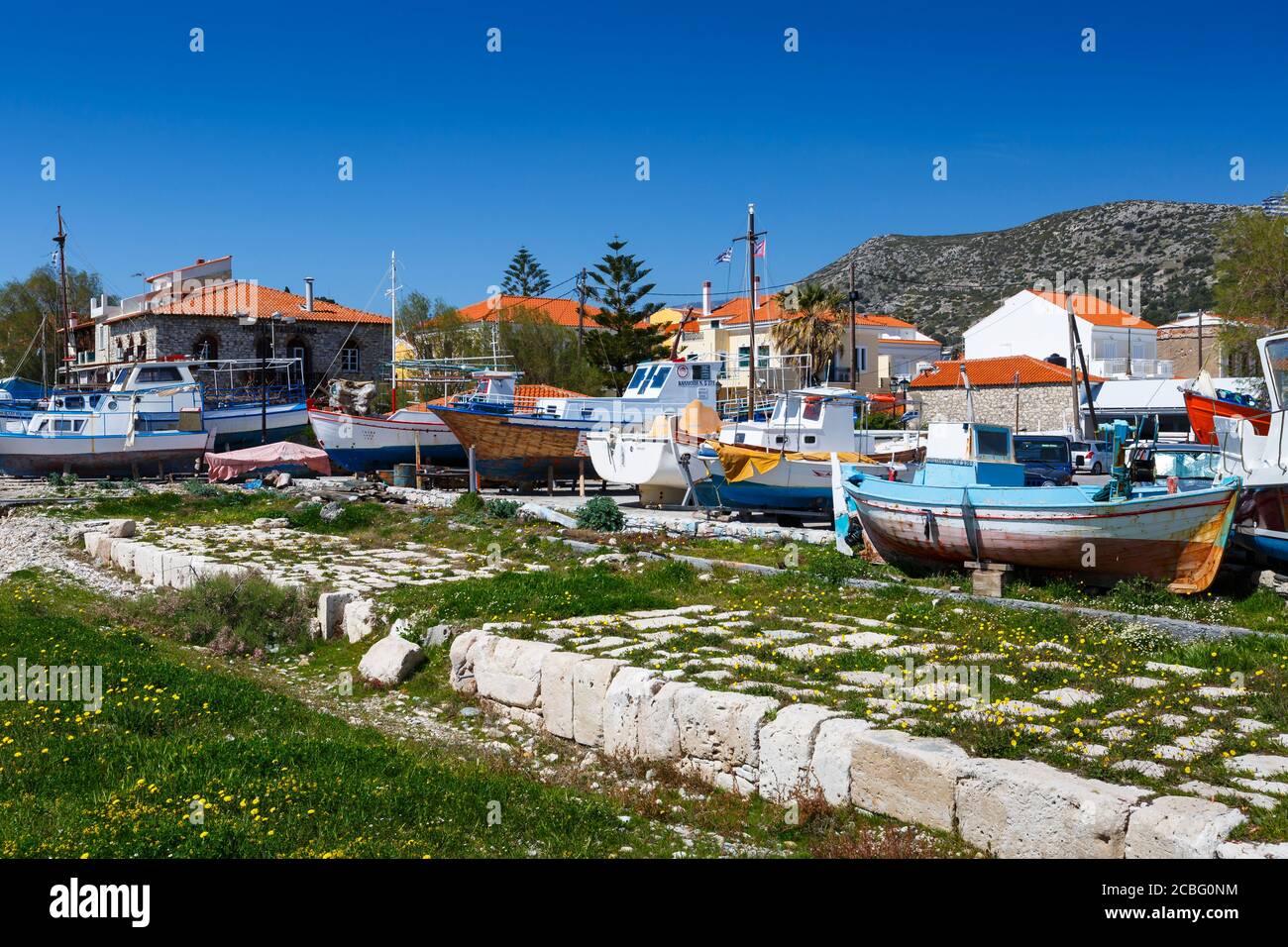 Harbour of Pythagorio town on Samos island, Greece Stock Photo - Alamy