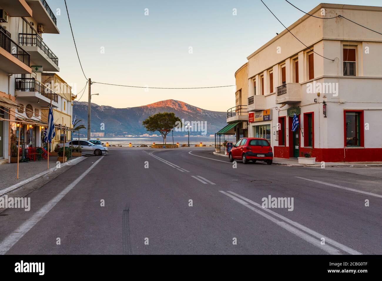 Main street in Lakki village on Leros island in Greece Stock Photo - Alamy