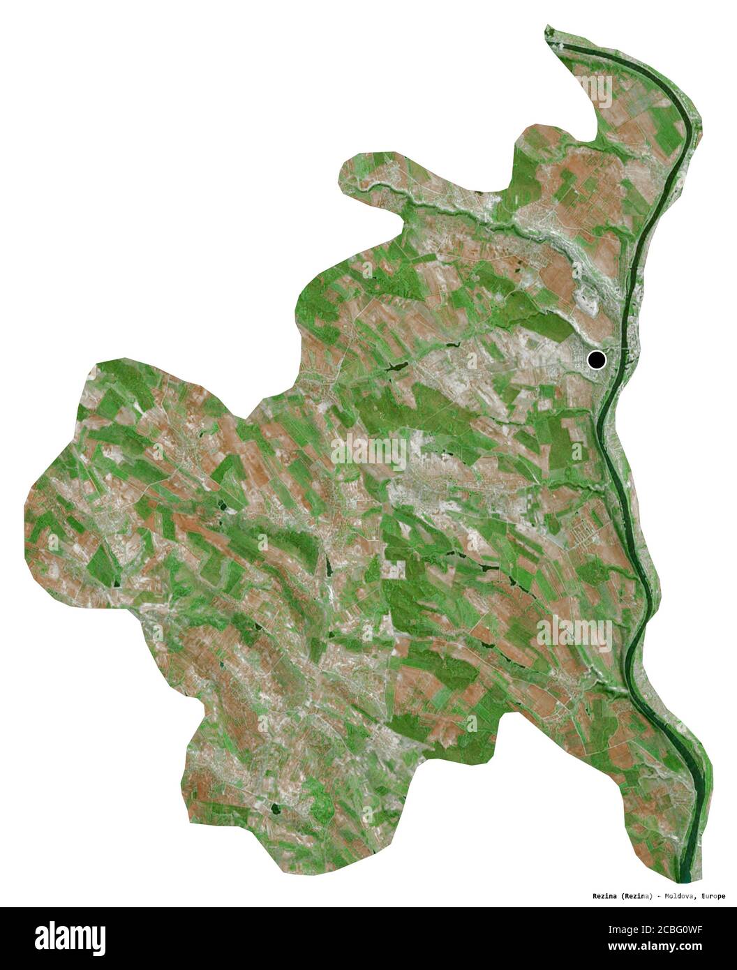 Shape of Rezina, district of Moldova, with its capital isolated on ...