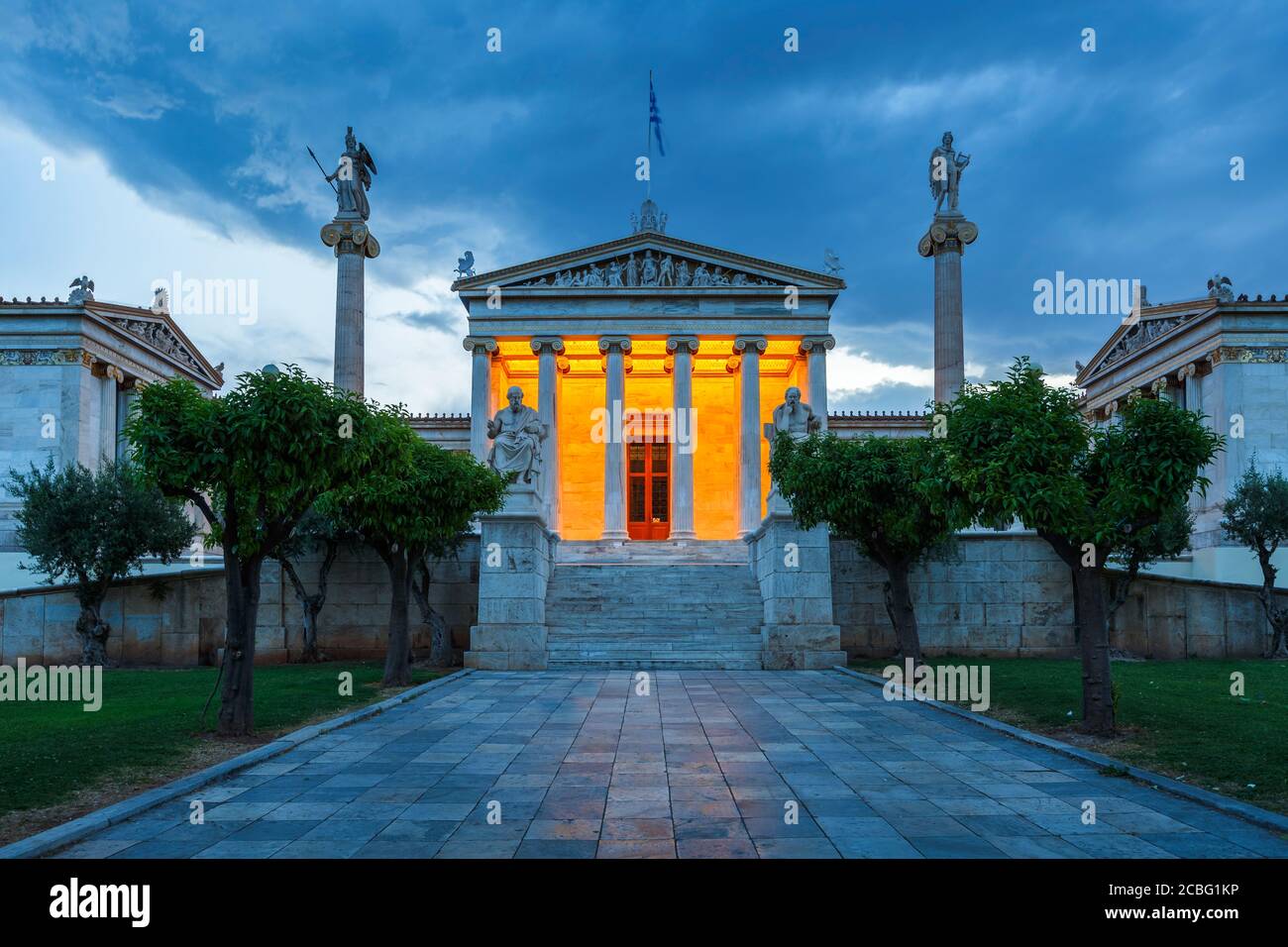 Building of the modern Academy of Athens Stock Photo - Alamy