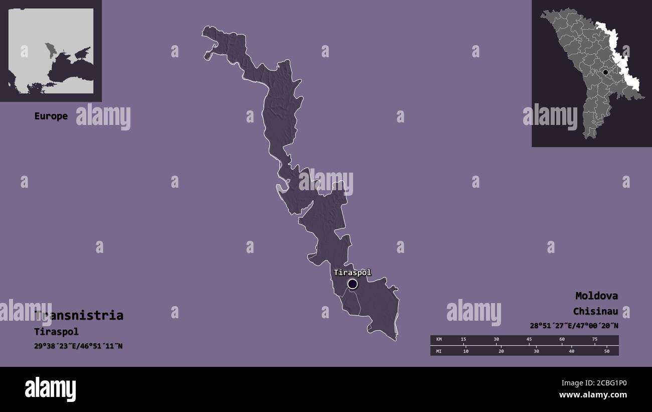 Shape of Transnistria, territorial unit of Moldova, and its capital ...