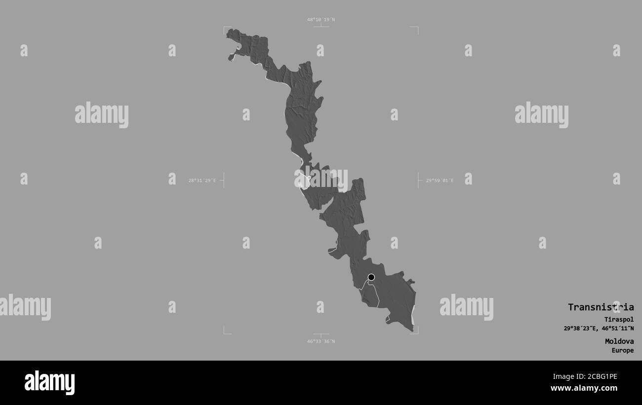 Area of Transnistria, territorial unit of Moldova, isolated on a solid ...