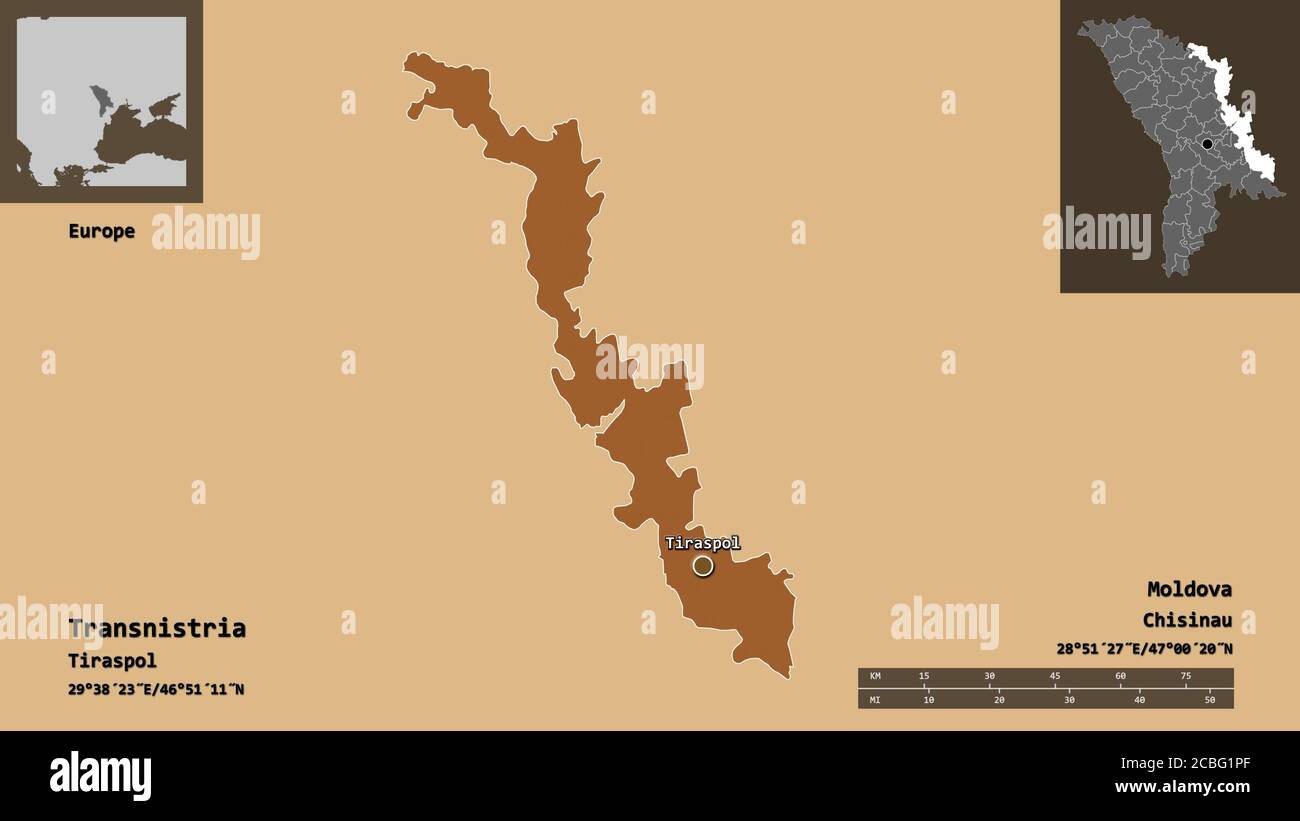 Shape of Transnistria, territorial unit of Moldova, and its capital ...