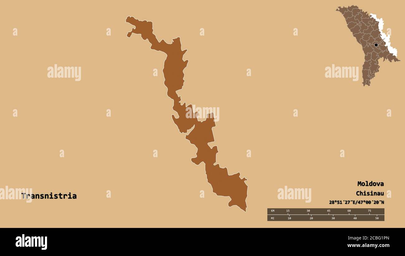 Shape of Transnistria, territorial unit of Moldova, with its capital ...