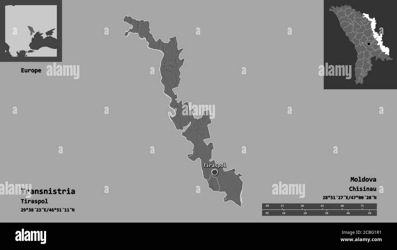 Shape of Transnistria, territorial unit of Moldova, and its capital ...