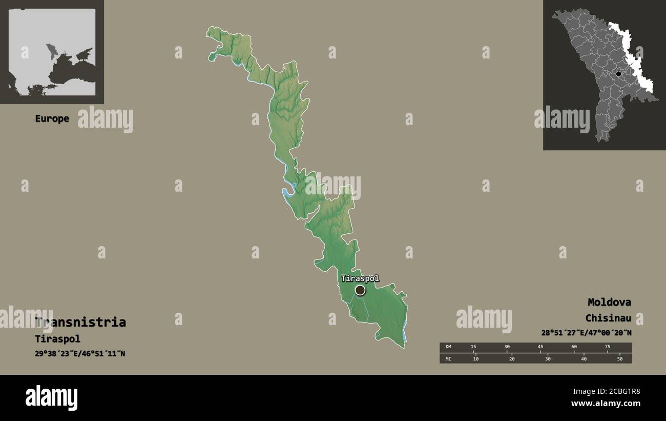 Shape of Transnistria, territorial unit of Moldova, and its capital ...