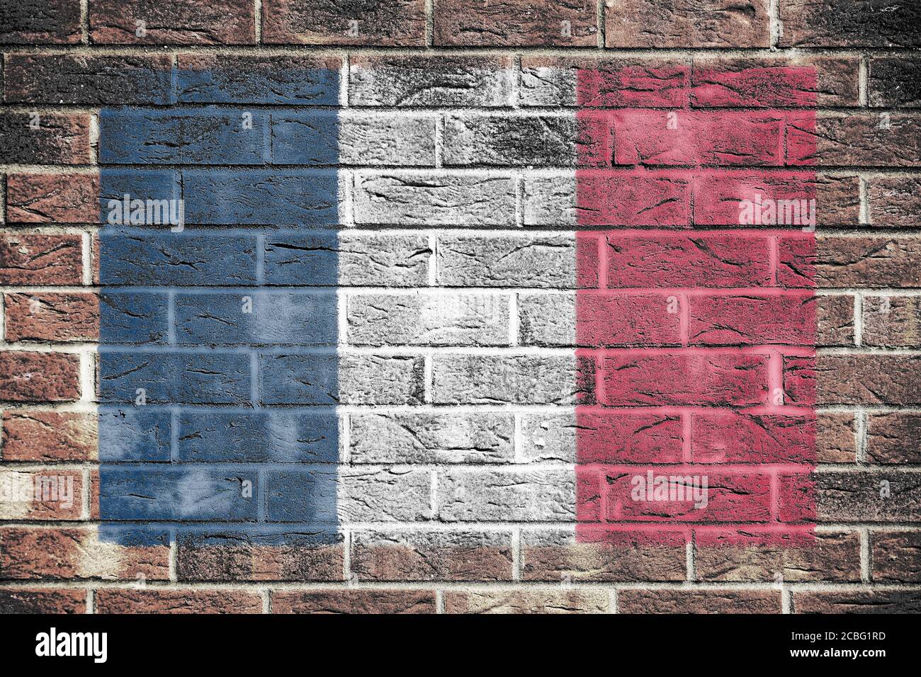 France flag on old brick wall background Stock Photo - Alamy