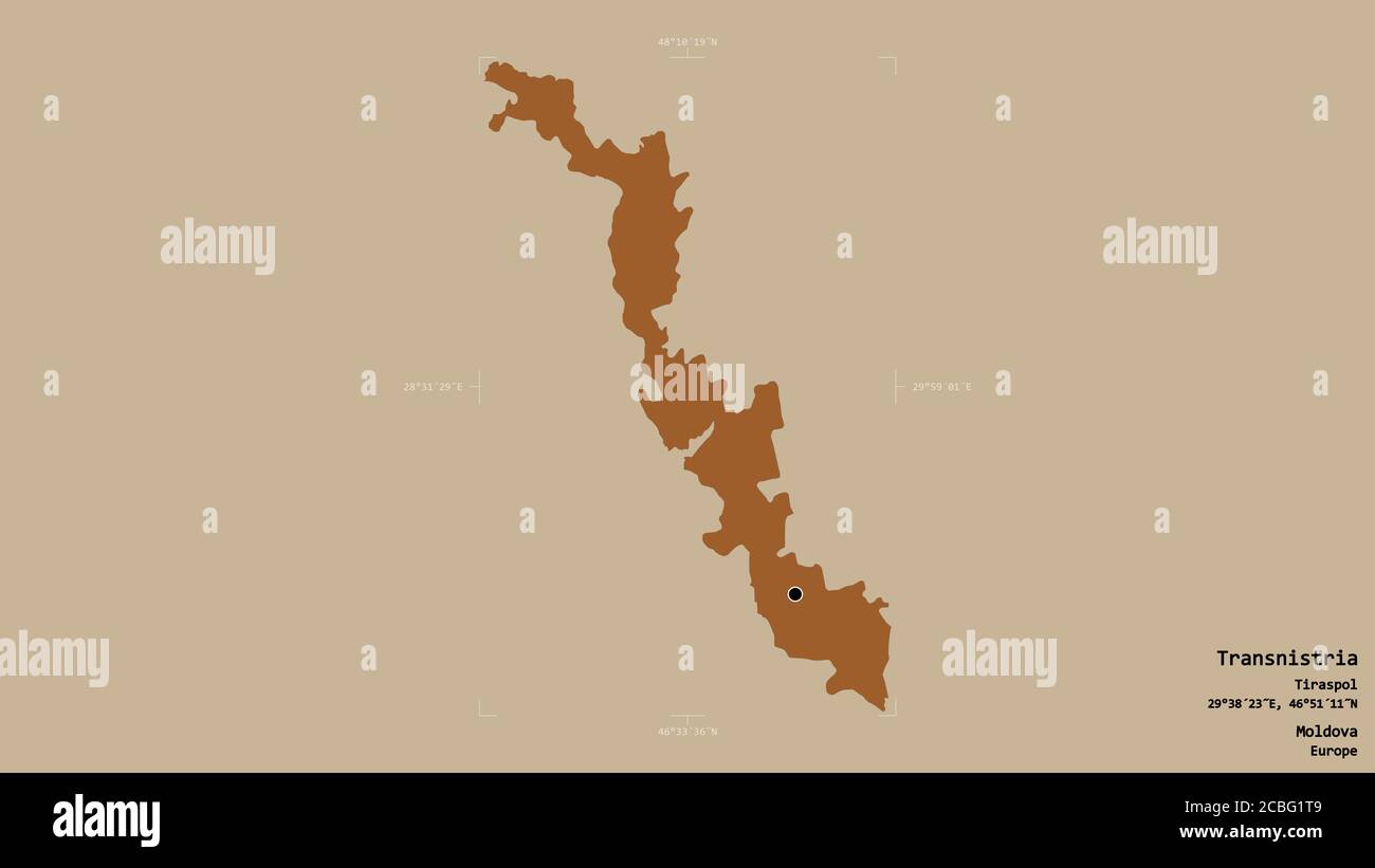 Area of Transnistria, territorial unit of Moldova, isolated on a solid ...