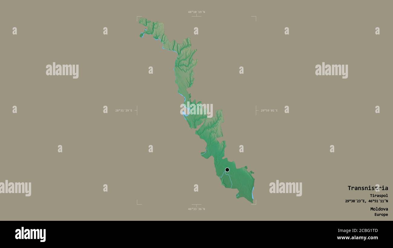 Area of Transnistria, territorial unit of Moldova, isolated on a solid ...