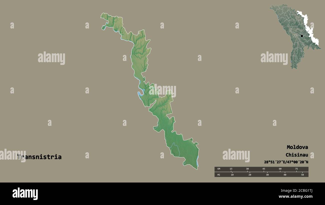 Shape of Transnistria, territorial unit of Moldova, with its capital ...