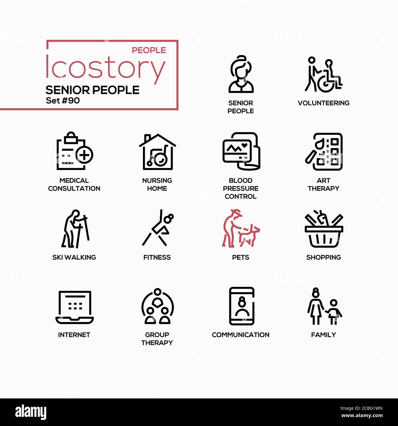 Senior people line design style icons set Stock Vector Image & Art - Alamy
