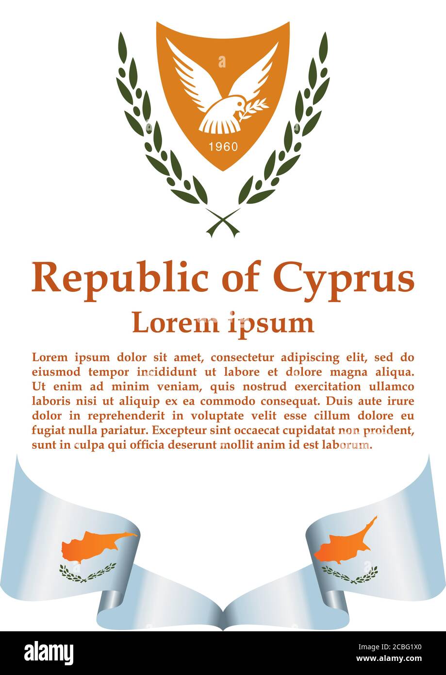 Flag of Cyprus, Republic of Cyprus. Template for award design, an ...