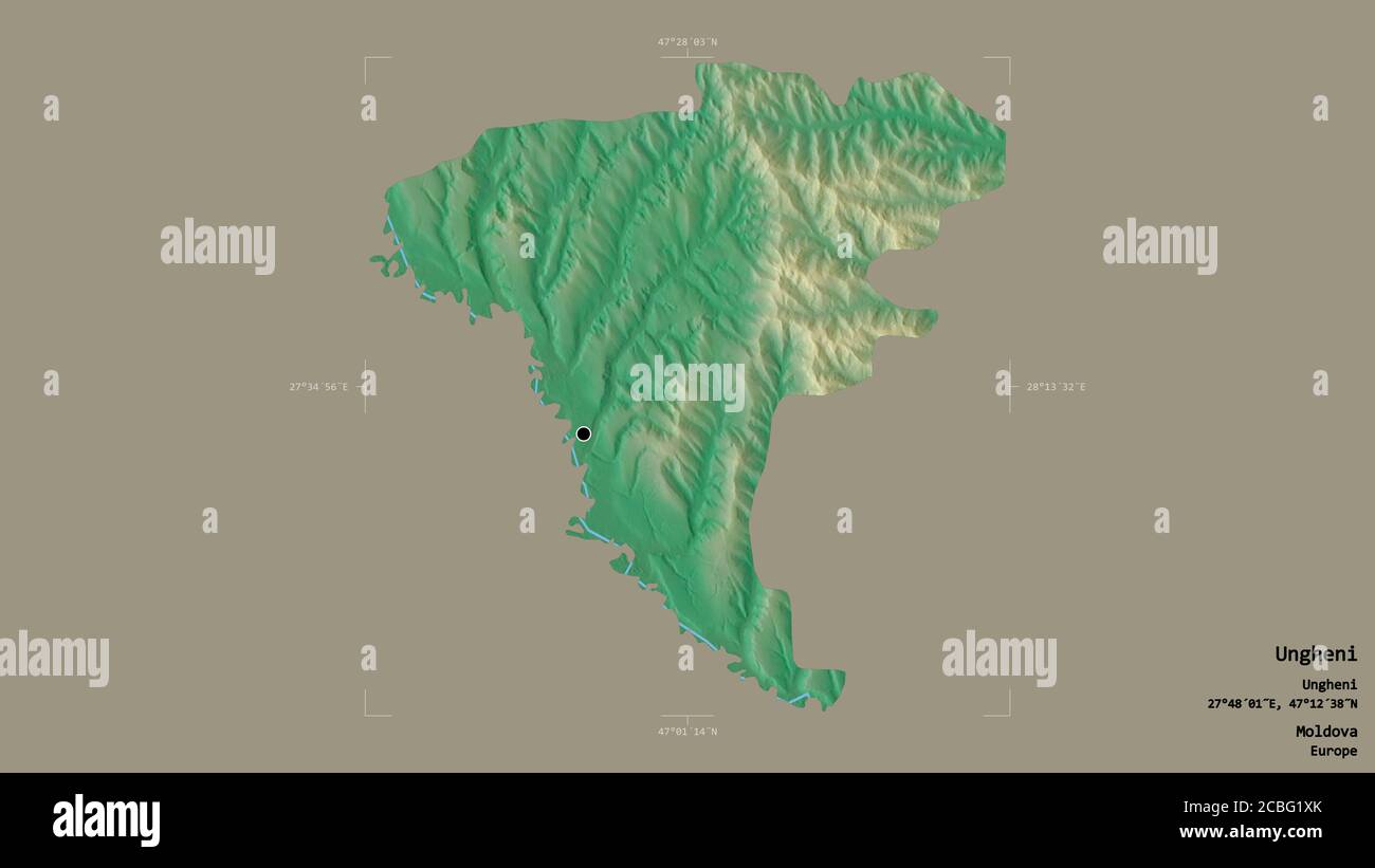 Area of Ungheni, district of Moldova, isolated on a solid background in ...