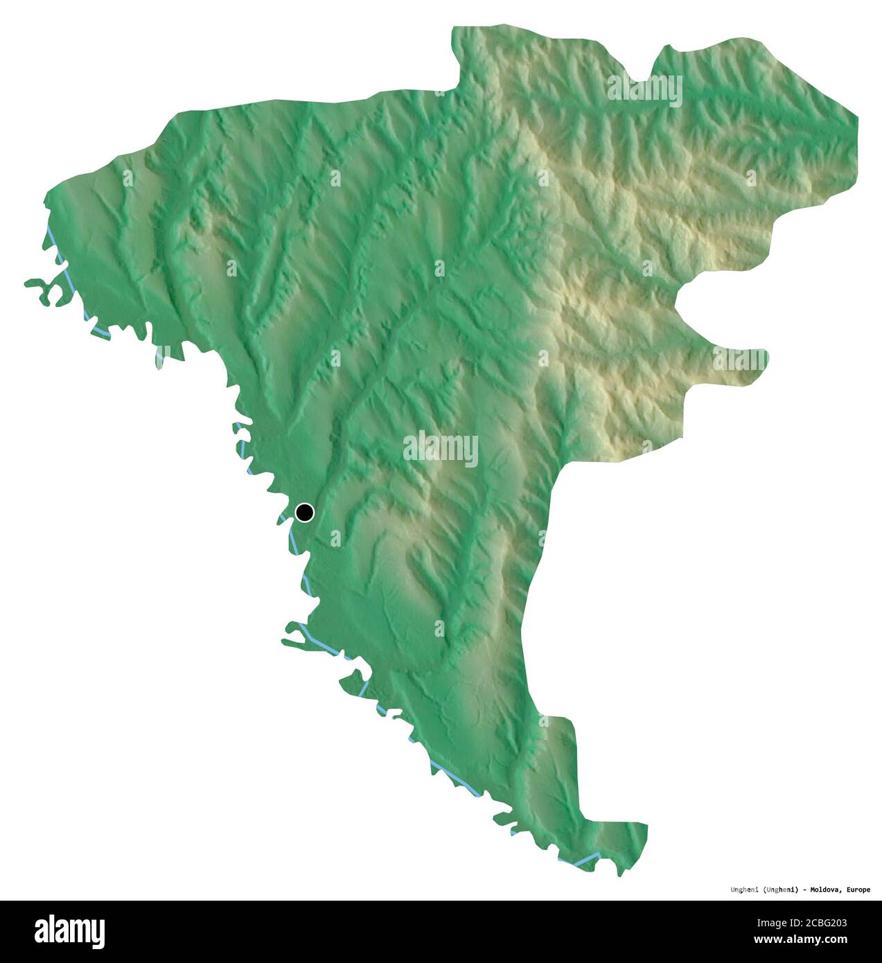 Shape of Ungheni, district of Moldova, with its capital isolated on ...
